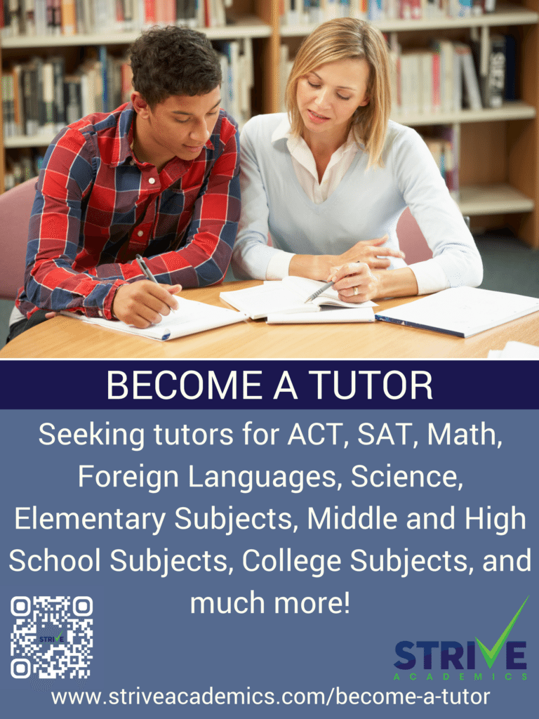 Become A Tutor Poster - Strive Academics